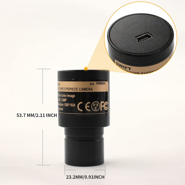 Swift 1.3 Megapixel Digital Camera for Microscopes, Eyepiece Mount, US ...