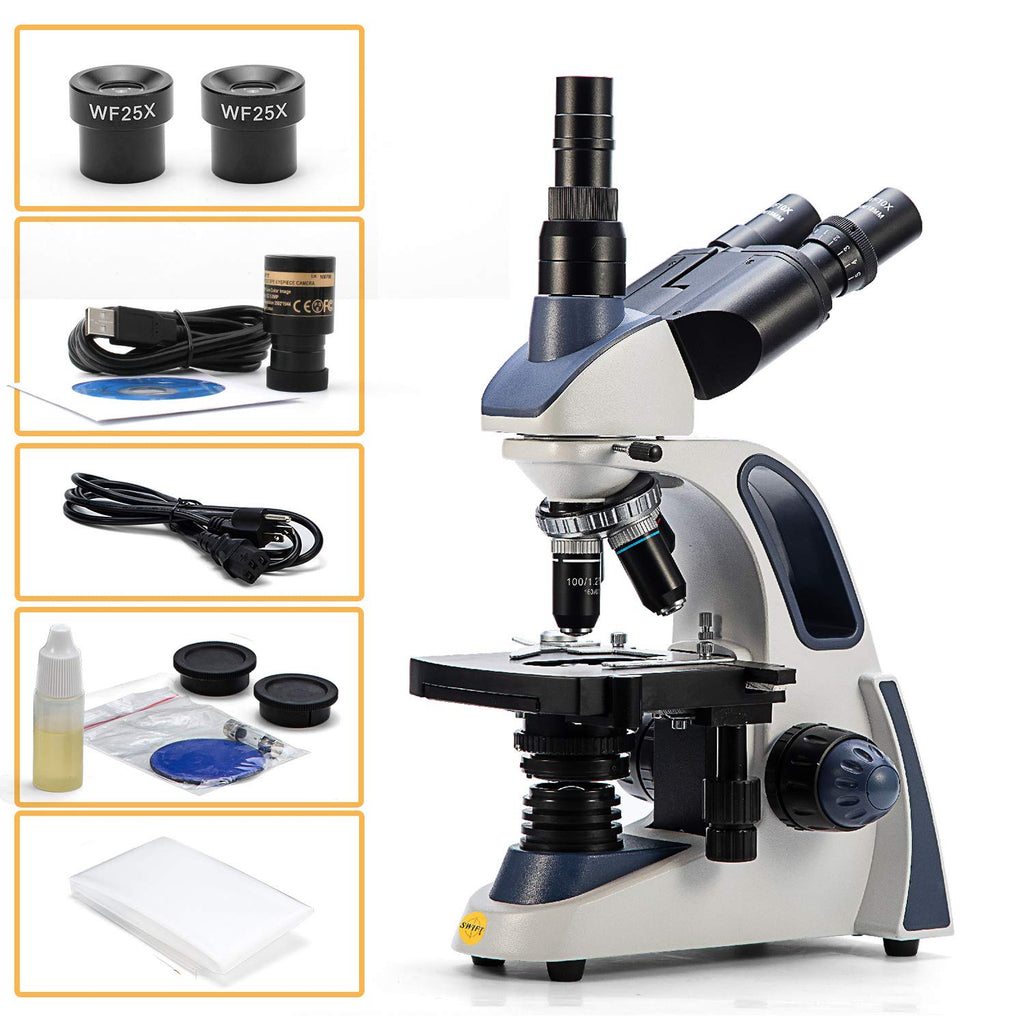 Swift SW380T 40X-2500X Research-Grade Trinocular Compound Lab Microsco ...