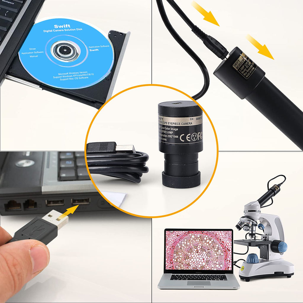 Swift Compound Monocular Microscope SW200DL with 40X-1000X Magnificati ...