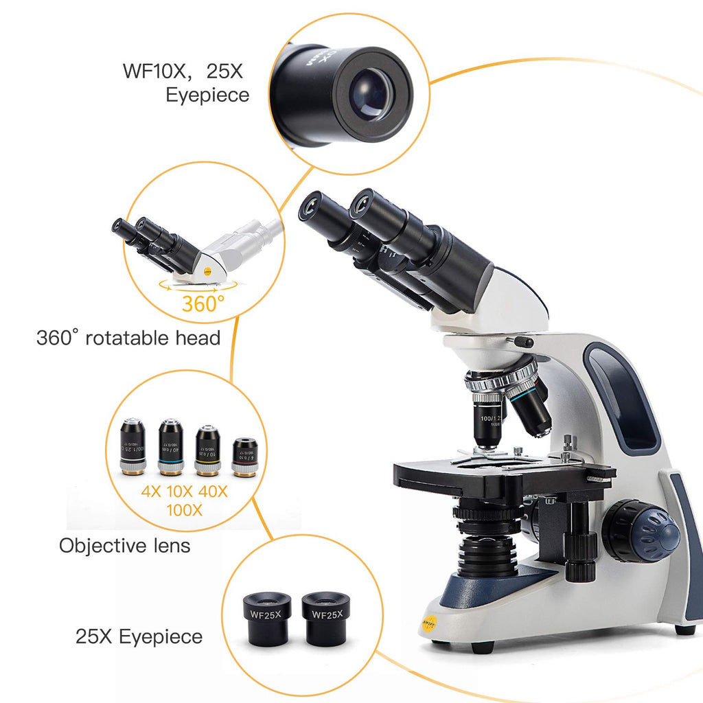 Swift SW380B 40X-2500X Magnification, Research-Grade Binocular Compoun ...