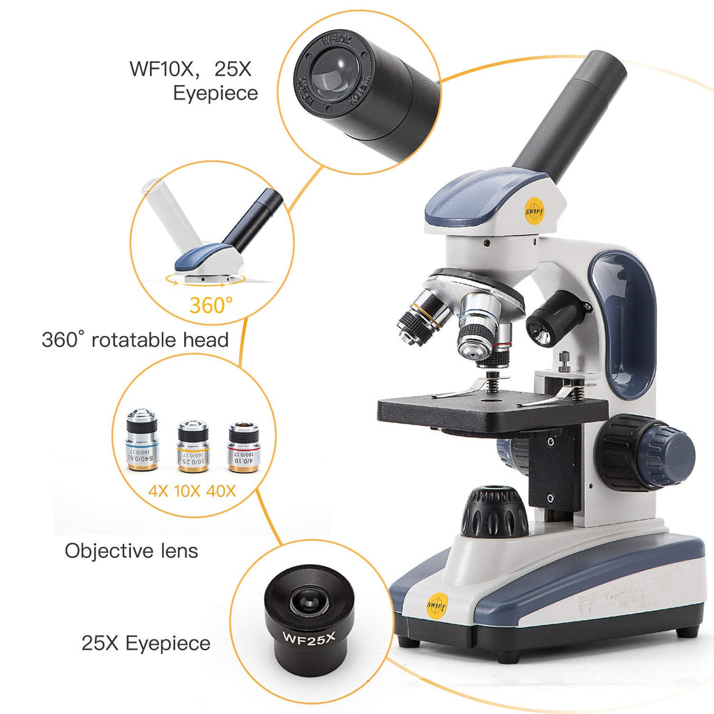 Swift Compound Monocular Microscope SW200DL with 40X-1000X Magnificati ...